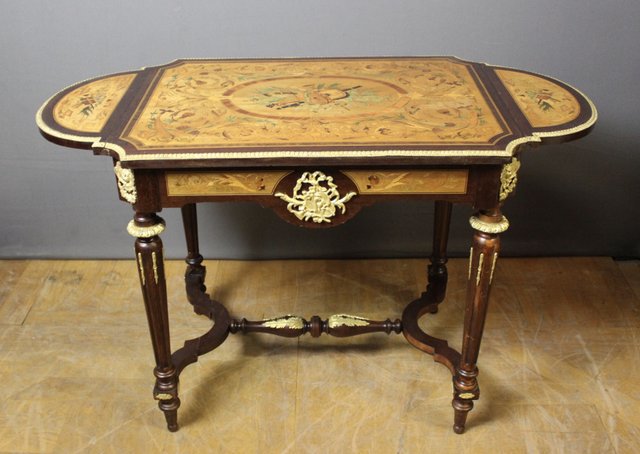Napoleon III Center Table in Marquetry, 1880s for sale at Pamono