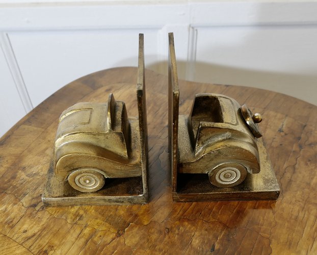 Vintage Model Car Bookends in Brass, 1960s, Set of 2 for sale at Pamono