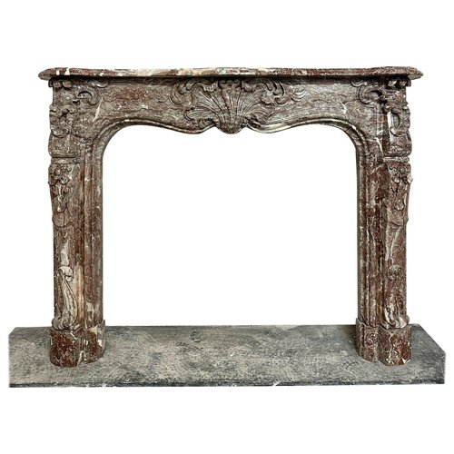 Large Antique Louis XV French Marble Fireplace, 1770 for sale at Pamono