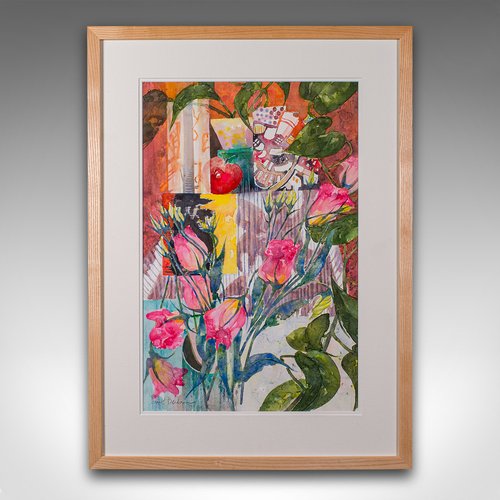 June Bevan, Flower Study, 1990s, Watercolor, Framed for sale at Pamono