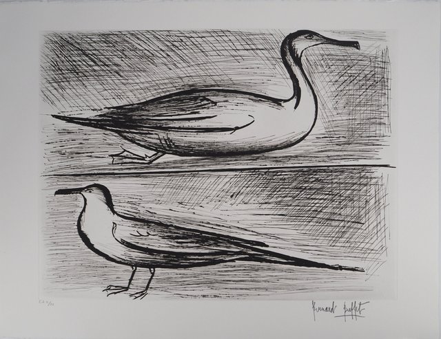 Bernard Buffet, Bretaña, aves marinas, grabado original en venta en Pamono