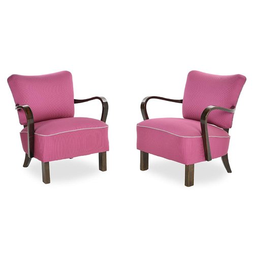 Art Deco Cocktail Chairs in Pink, Set of 2 for sale at Pamono