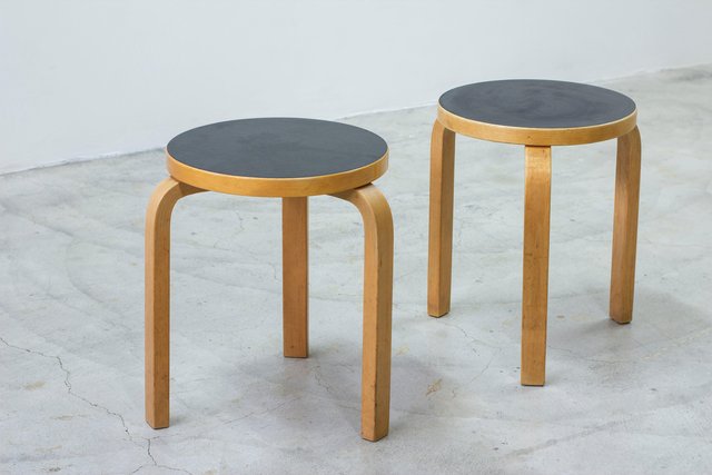 Set of Model 60 Stools by Alvara Aalto for Artek, 1950s for sale at Pamono