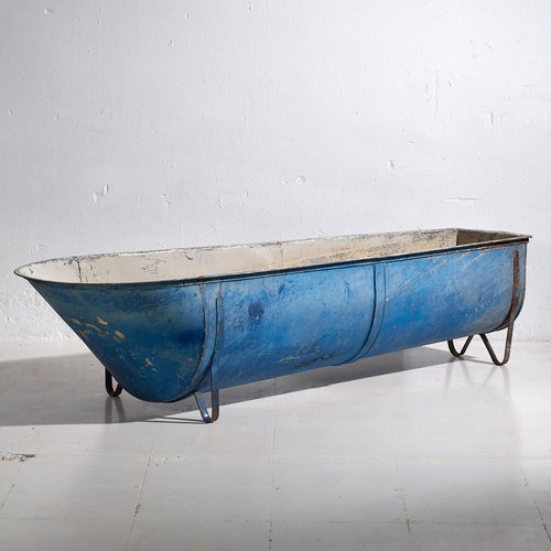 Navy Blue Metal Bathtub, 1920s for sale at Pamono