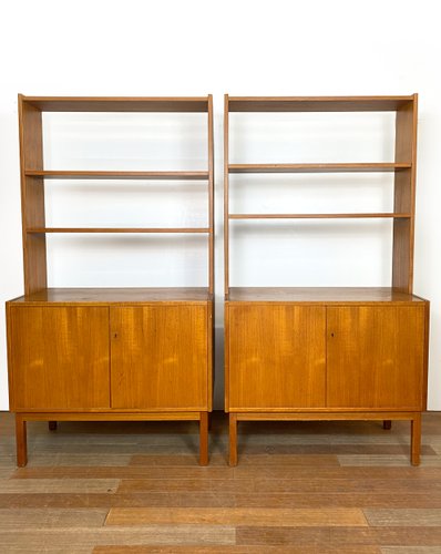 Bookcases with Teak Doors, Set of 4 for sale at Pamono