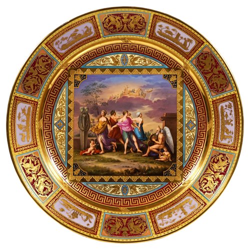 Large Picture Plate of Four Seasons with Father of Time from Royal ...