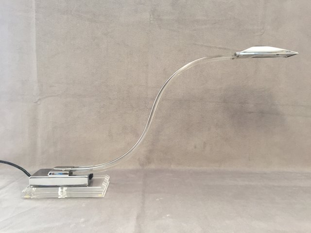 Modernist Italian Cobra Model Desk Lamp in Acrylic Glass and Chrome ...