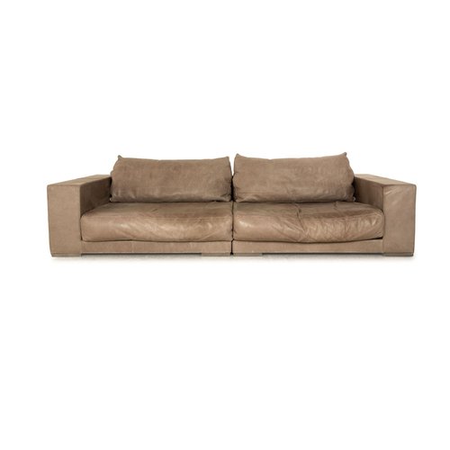 Budapest 4 Seater Sofa in Grey Olive Leather from Baxter
