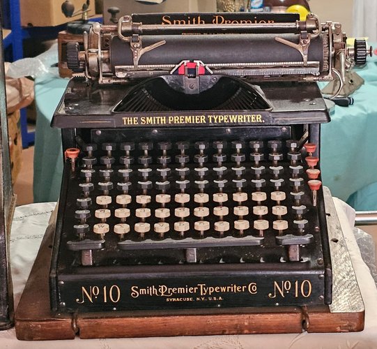 Typewriter No.10 with Original Working Metal Cover and Wooden Base from ...