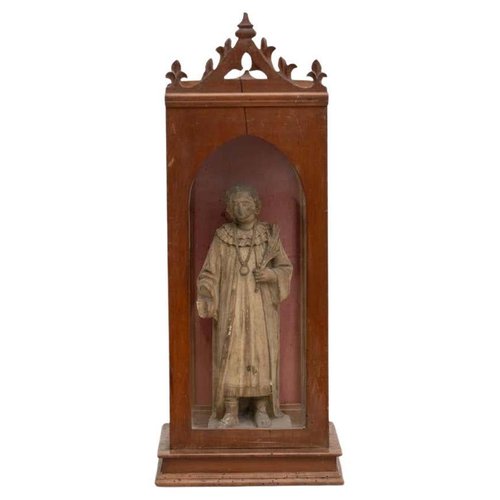 Wooden Saint in Niche Figure, 1950s for sale at Pamono