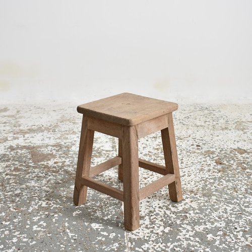 Rustic Square Stool, 1920s for sale at Pamono