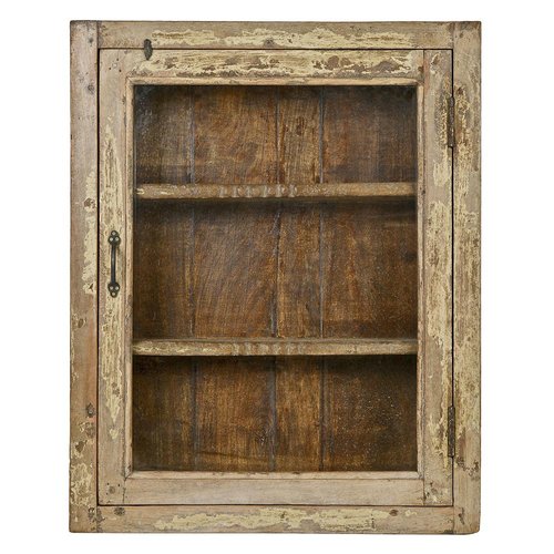 Weathered Solid Wood Wall Display Case for sale at Pamono