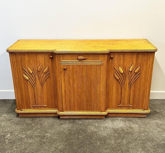 Vintage Pencil Reed & Rattan Sideboard, France, 1970s for sale at Pamono