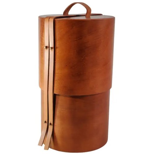 Italian Wooden and Leather Box by Ingo Knuth for DNK Daniela Mola, 1970 ...