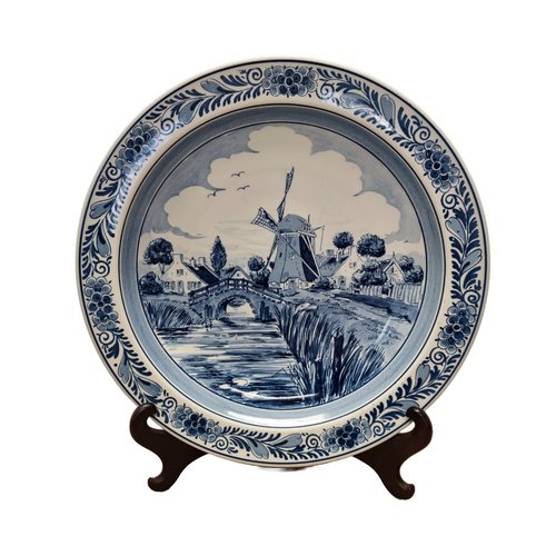Dutch Ceramic Blue Delft Wall Plate with Mill from Royal Goedewaagen ...