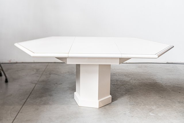 Table de Salle à Manger à Rallonge en Bois Laqué Blanc par Mario Sabot ...