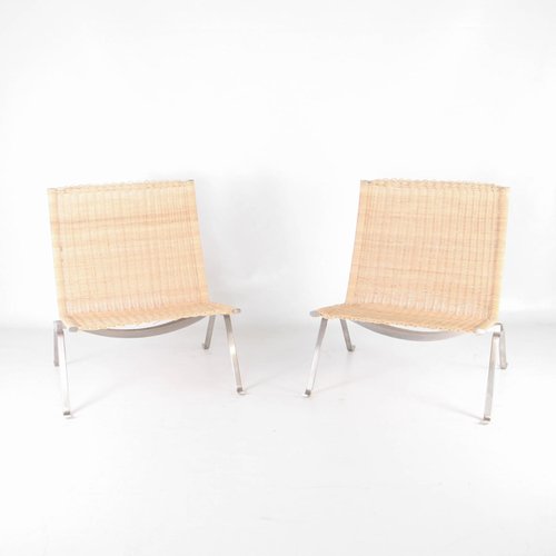 Set of Vintage Low Chairs in Wicker and Metal, 1990s for sale at Pamono