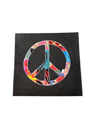 Handmade Silk Peace Symbol Wall Hanging, 1980s for sale at Pamono