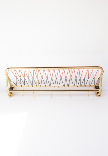 Vintage German Wall Rack in Gilt Aluminium, 1950s for sale at Pamono