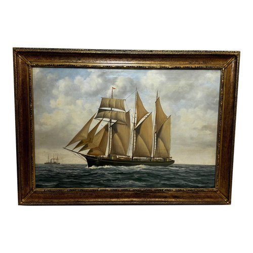 John L Chapman, British Seascape Schooner Sailing Ship Kathleen & May ...
