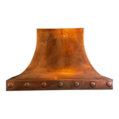 Large British Georgian Style Curved Copper Fireplace Hood with Wall ...