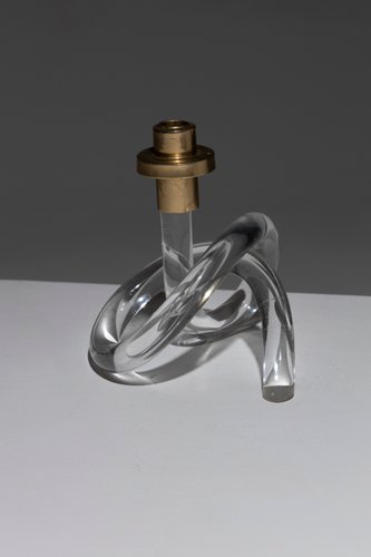 Acrylic Glass and Brass Loop Candle Holder by Dorothy C. Thorpe, 1980s ...