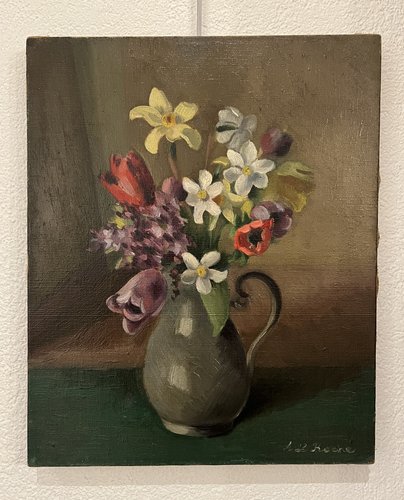 Alexis Louis Roche, Nature morte au pichet gris en terre cuite, Oil on ...