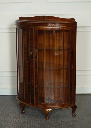 Chinese Dwarf Bow Front Display Cabinet with Glass Shelves
