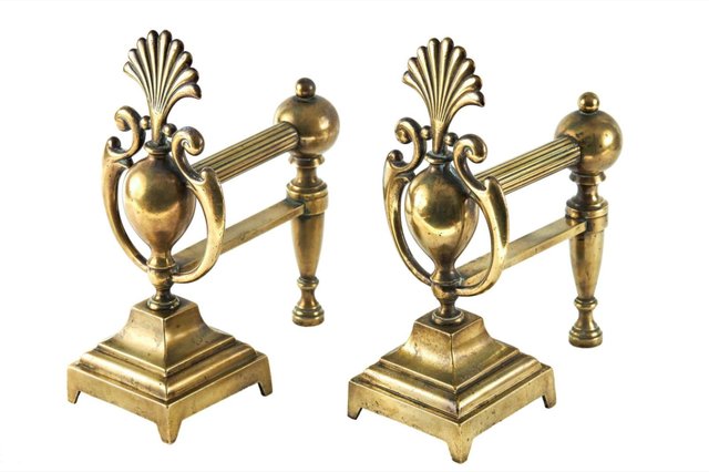 Antike viktorianische Feuerhunde aus Messing, 1860, 2er Set bei Pamono ...