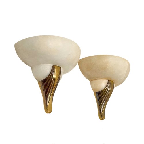 Half Moon Alabaster Wall Lamps from Mariner Spain, 1970s, Set of 2 for ...