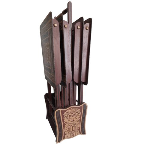 Vintage Mexican Aztec Style Nesting Tables, Set of 4 for sale at Pamono