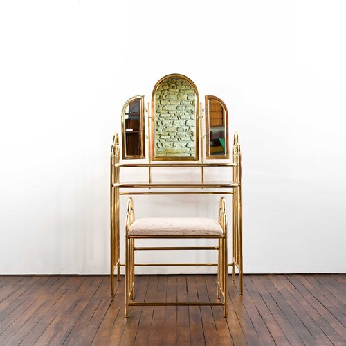 Hollywood Regency Style Toiletry Table with Matching Stool, 1960s, Set ...