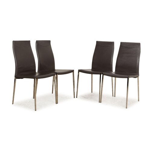 Maya Leather Chairs in Grey from Cattelan Italia, Set of 4 for sale at ...
