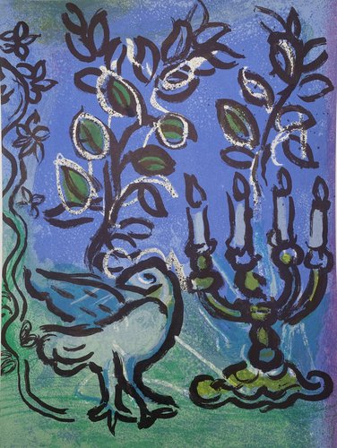 Marc Chagall, Dove and Menorah Candlestick, Original Lithographie bei ...