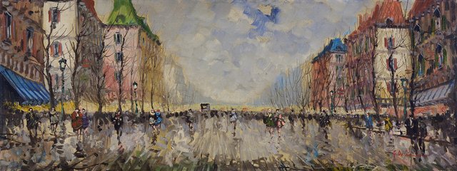 Giulio De Simone, Paris, Oil Painting, 1980s for sale at Pamono