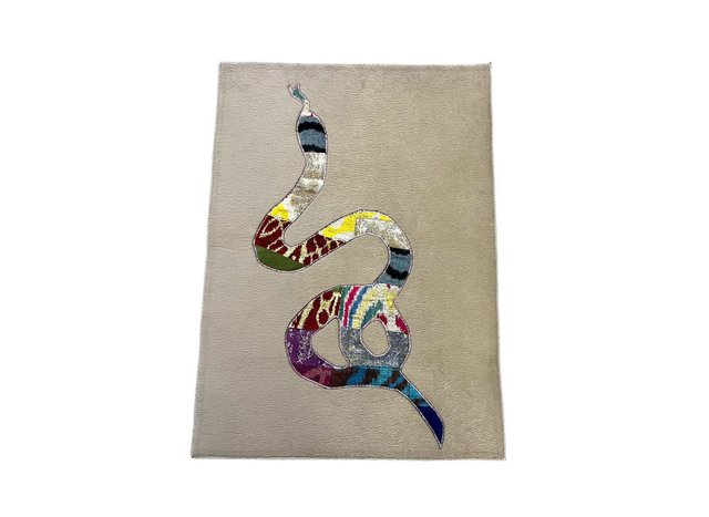 Handmade Silk Colorful Snake Wall Hanging, 1980s for sale at Pamono