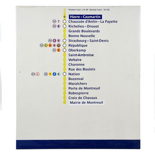 Paris Metro Line 9 Sign for sale at Pamono