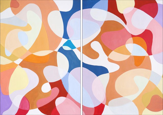 Ryan Rivadeneyra, Rainbow Curves Diptych, 2024, Acrylic on Paper for sale at Pamono
