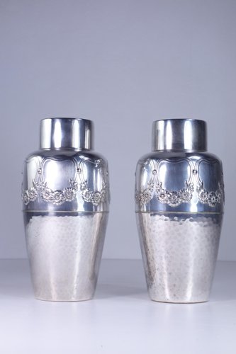Art Nouveau Silver Metal Vases by Albert Mayer for WMF, 1920s, Set of 2 ...