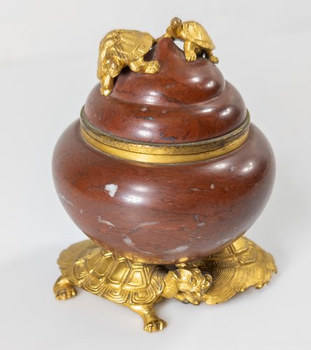 French Ferdinand Barbedienne Jasper and Gilt Bronze Japonisme Inkwell ...