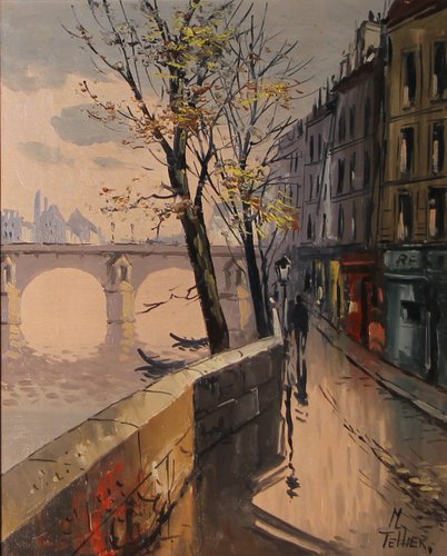 M. Tellier, Pont Neuf in Paris, 20. Jh., Öl auf Leinwand, Gerahmt bei ...