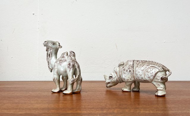 German Studio Pottery Camel and Rhino Figures from Hamelner Töpferei ...