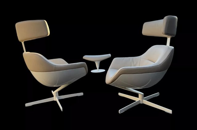 Model 277 Auckland Lounge Chairs and Ottoman by Jean-Marie Massaud for ...