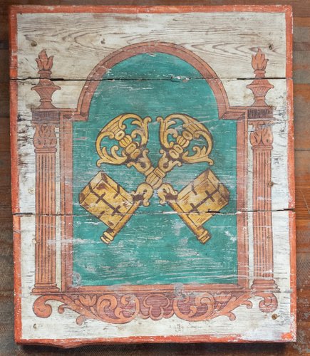 Antique Italian Painted Wood Banking Trade Sign with Crossed Keys for ...