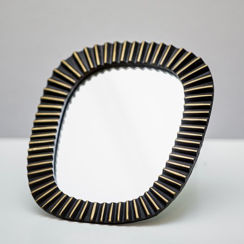 Viennese Brass Wall Mirror by Walter Bosse for Herta Baller, 1950s for ...
