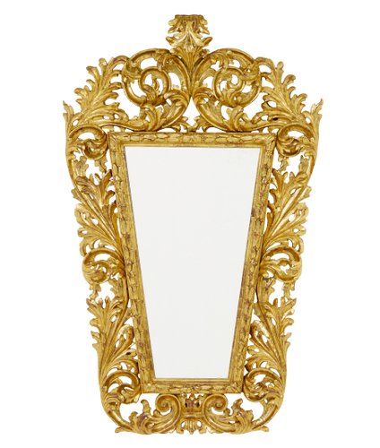 Antique Italian Rococo Carved Giltwood Mirror, 1730 for sale at Pamono