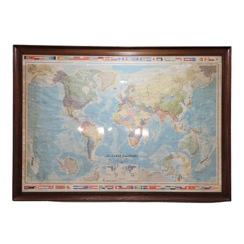 Planisphere Le Monde Politique Globe Map, National Geographic Institute ...