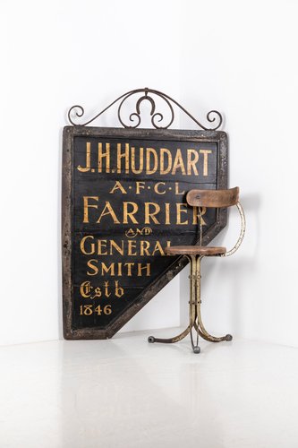 Antique Hand Painted Doube Sided Farrier / Blacksmith Trade Sign, 1900s ...