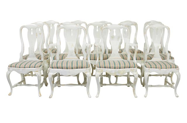 Queen Anne Lacquered Dining Chairs, 1920s, Set of 14 for sale at Pamono