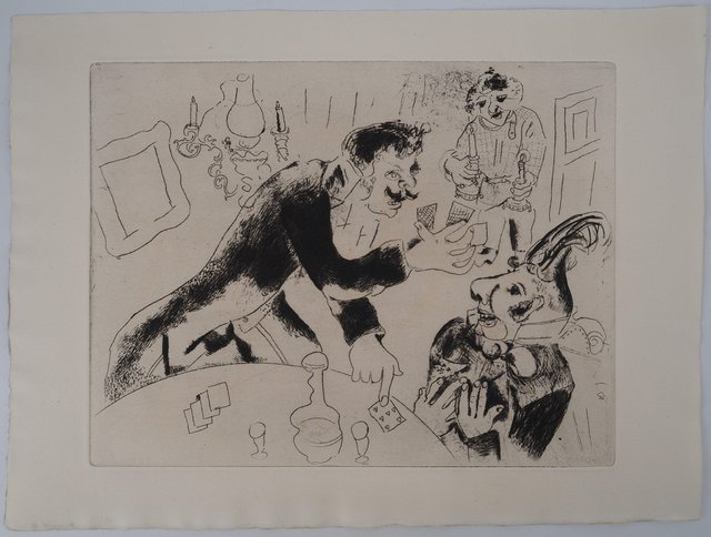Marc Chagall, The Card Players, Original Engraving for sale at Pamono